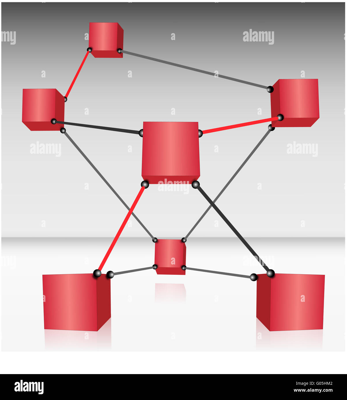 Red Cubes Connected Stock Photo - Alamy