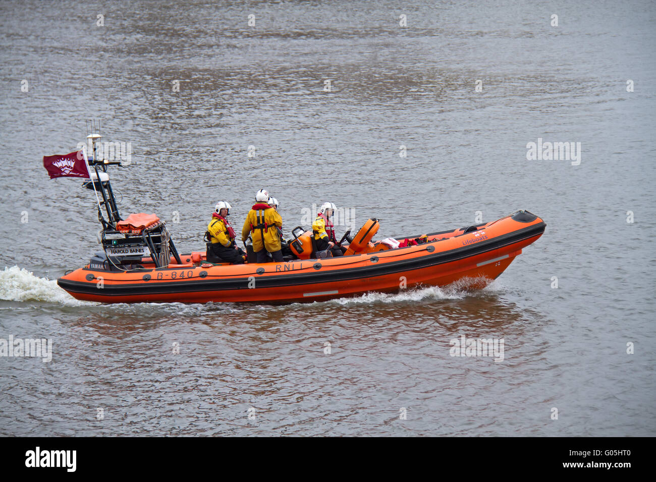RNLI inflatable launch patrolling River Thames Stock Photo - Alamy