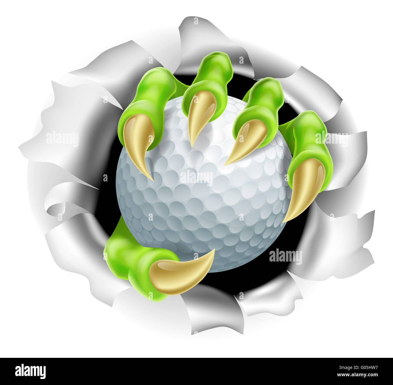 An illustration of a claw hand holding a golf ball ripping out of the ...