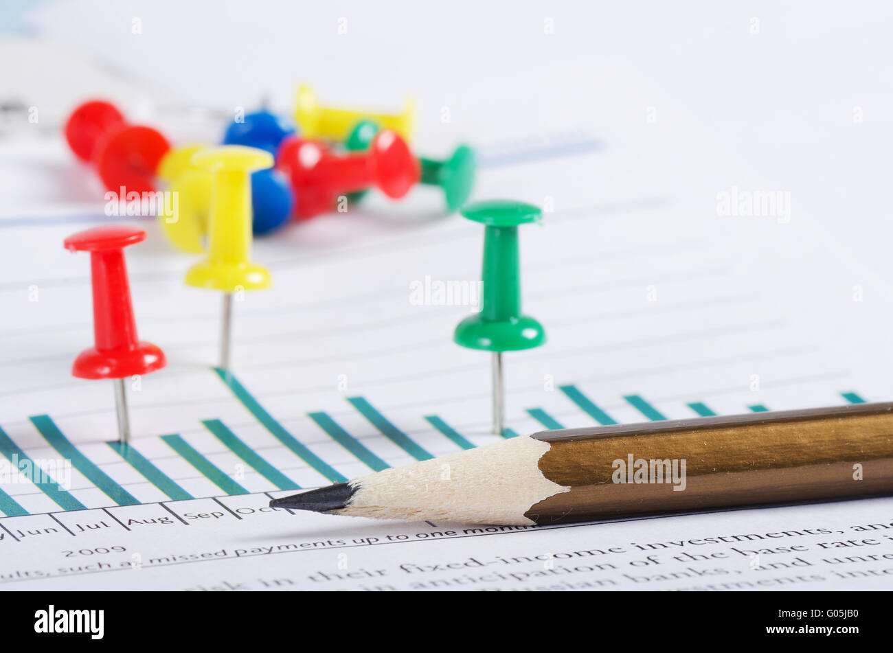 Graphs, charts with multi-coloured push buttons Stock Photo - Alamy