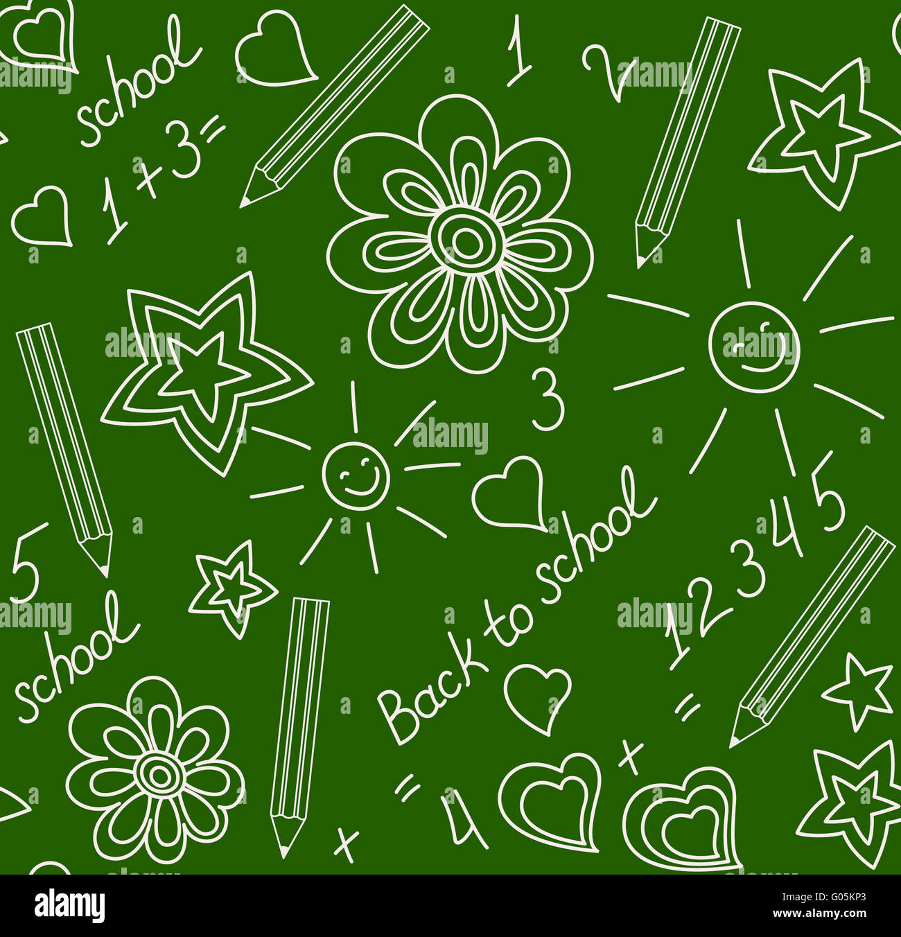 Back to school chalk-drawn seamless pattern Stock Photo - Alamy