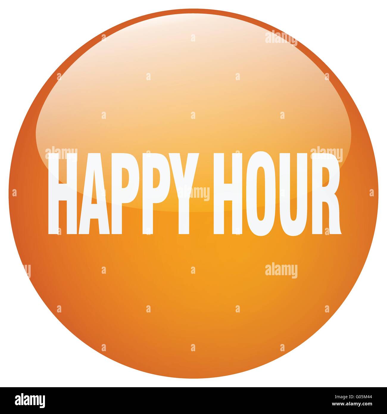 happy hour orange round gel isolated push button Stock Vector Image ...