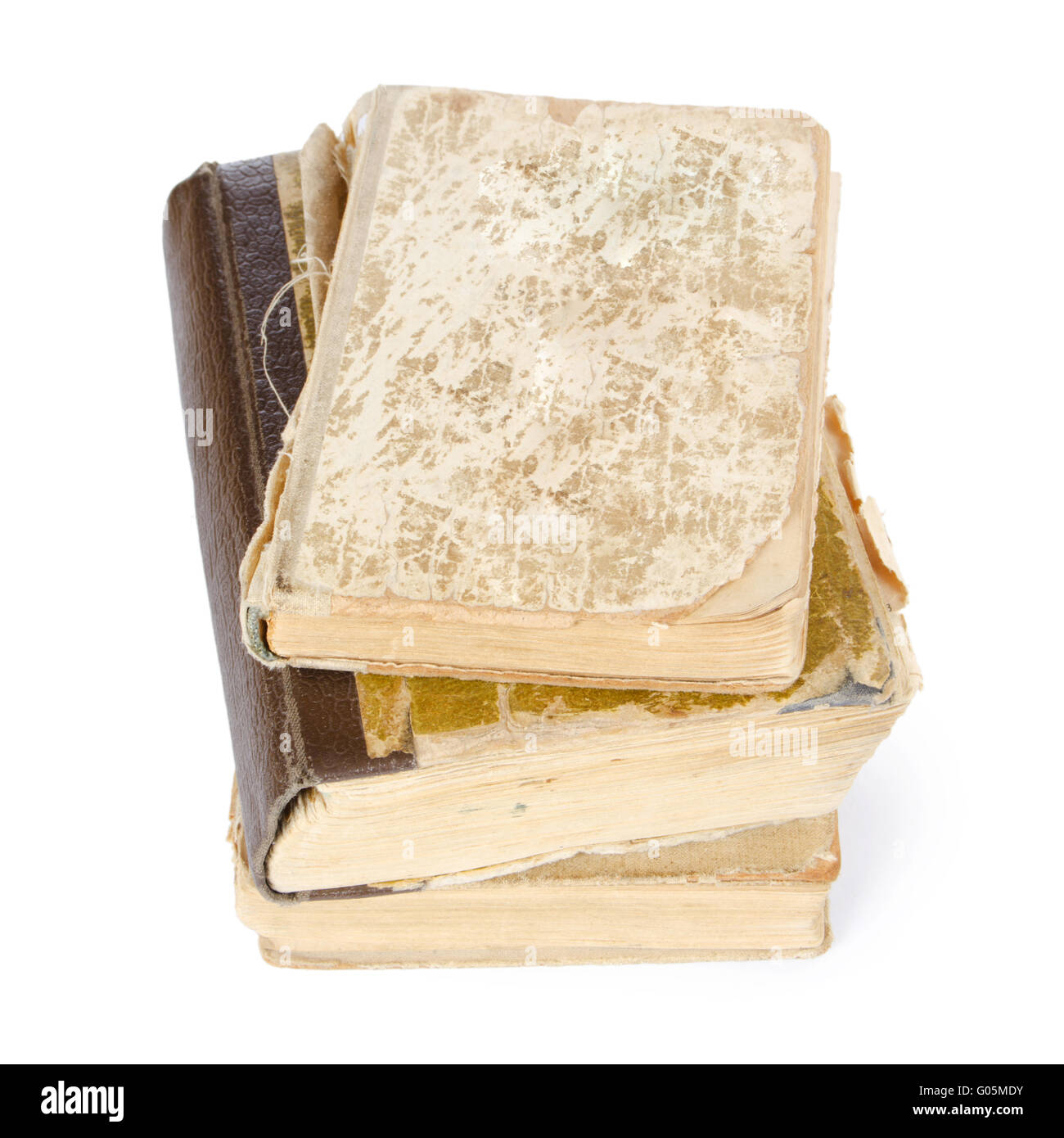 Pile of old books isolated on white background Stock Photo - Alamy