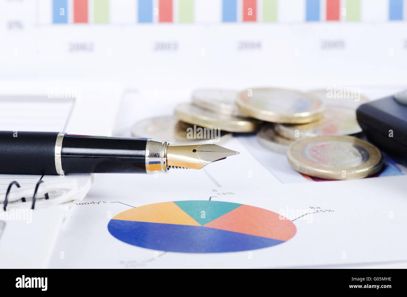 Graphs, charts, business table. The workplace of business people Stock ...