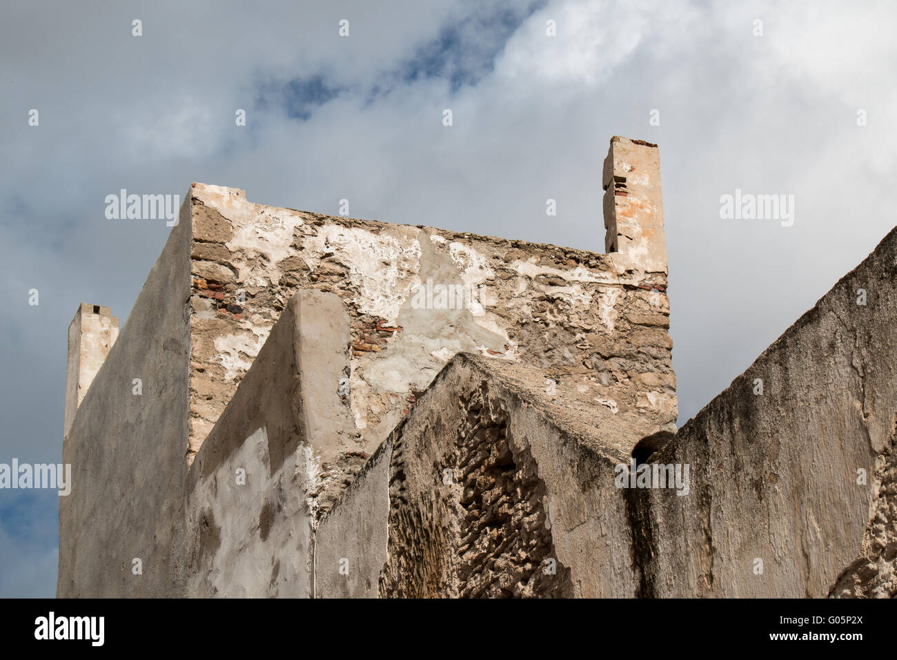 Very old facade of a building in traditional moroccan style, with ...