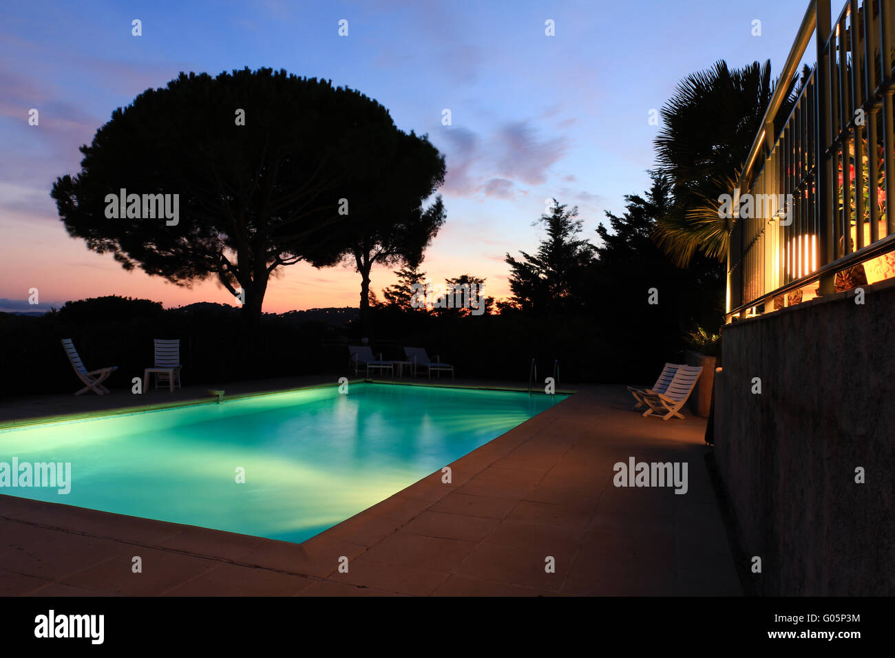 Sunset at the Pool Stock Photo - Alamy