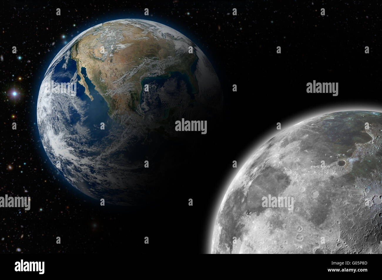Earth and moon Stock Photo - Alamy