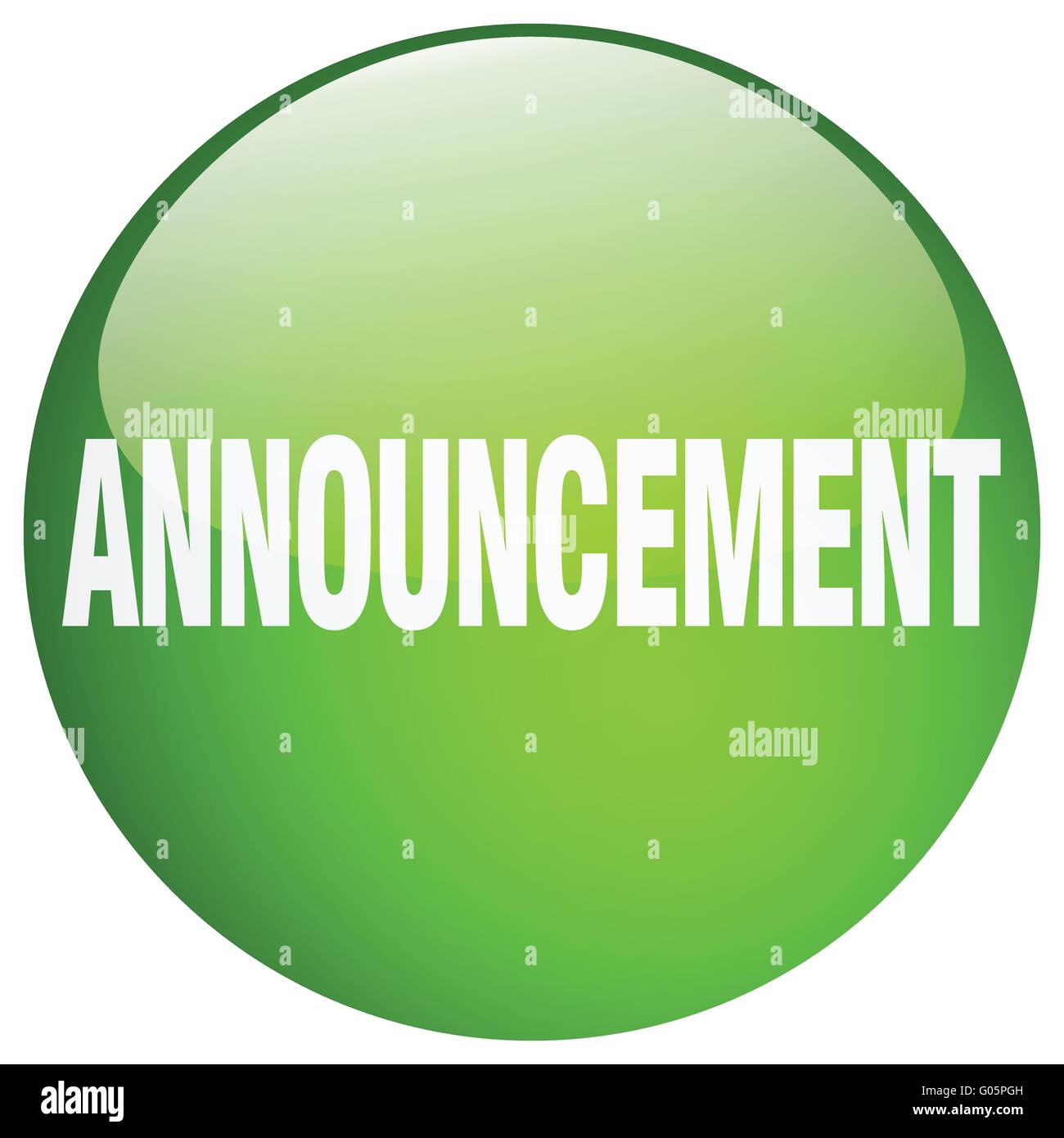 announcement green round gel isolated push button Stock Vector Image ...