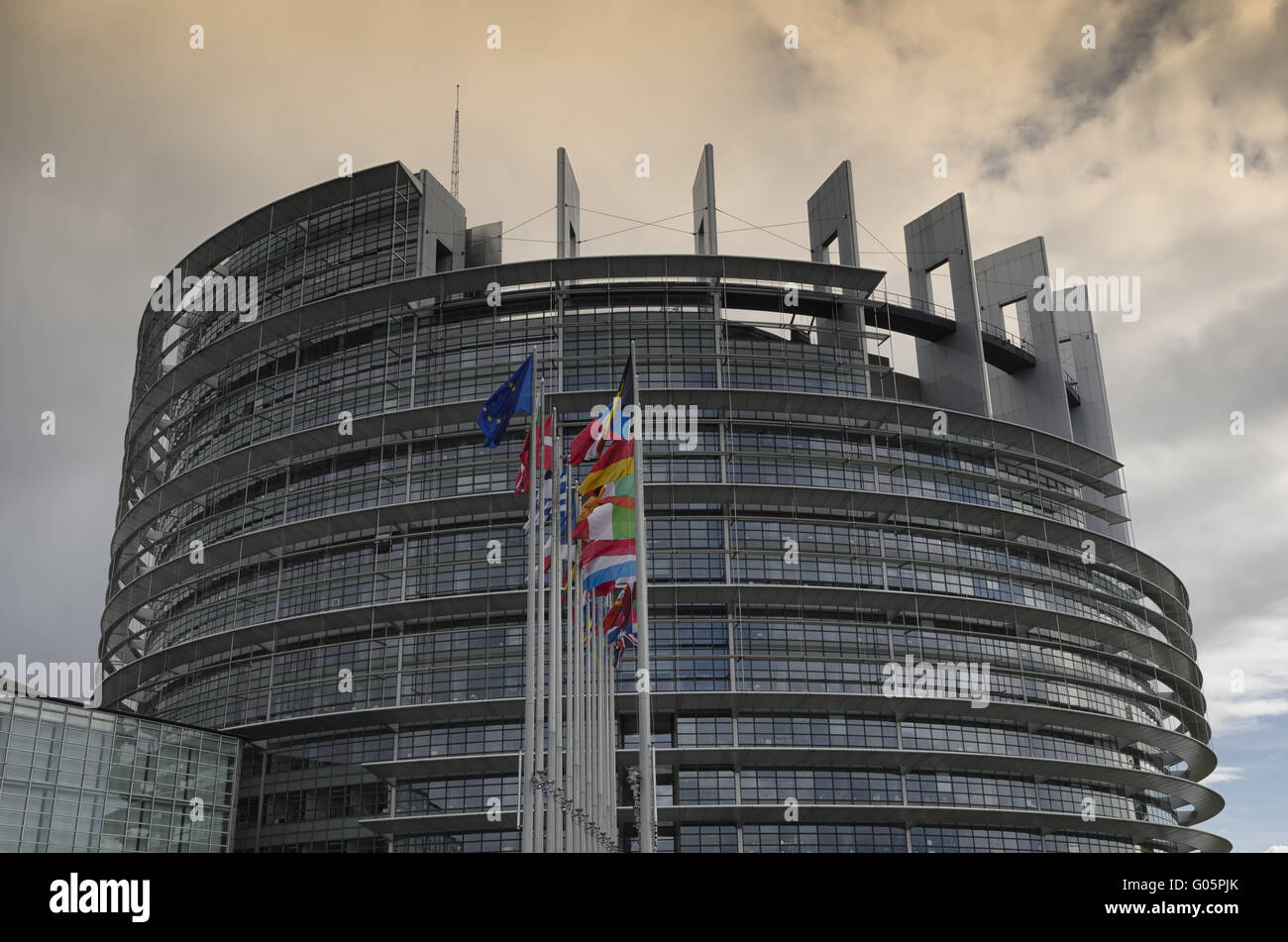 European parliament flags hi-res stock photography and images - Alamy