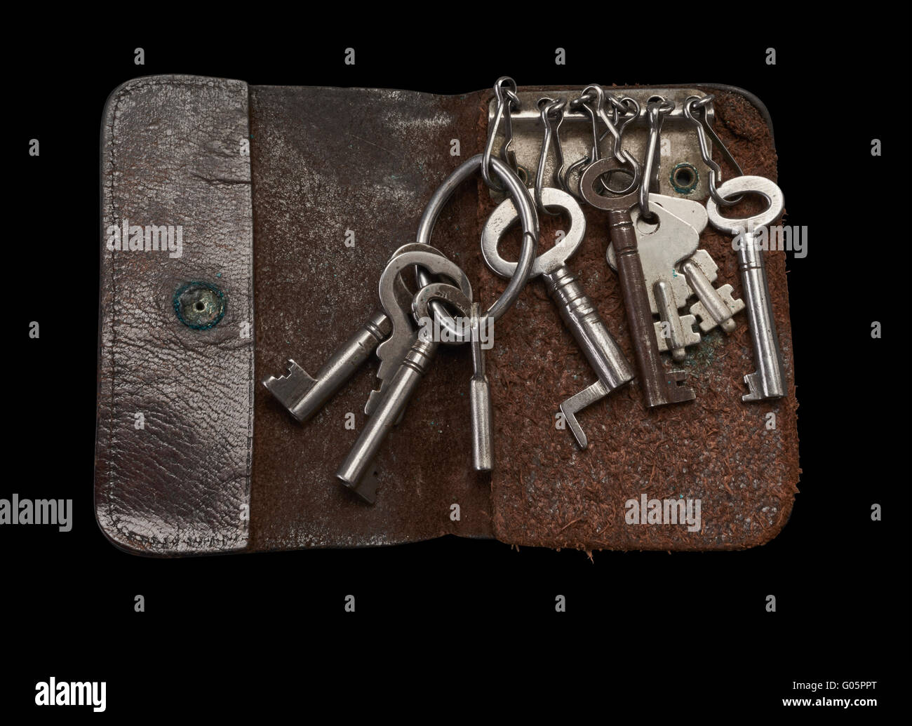 Old Keys in Old Key Wallet isolated Stock Photo - Alamy