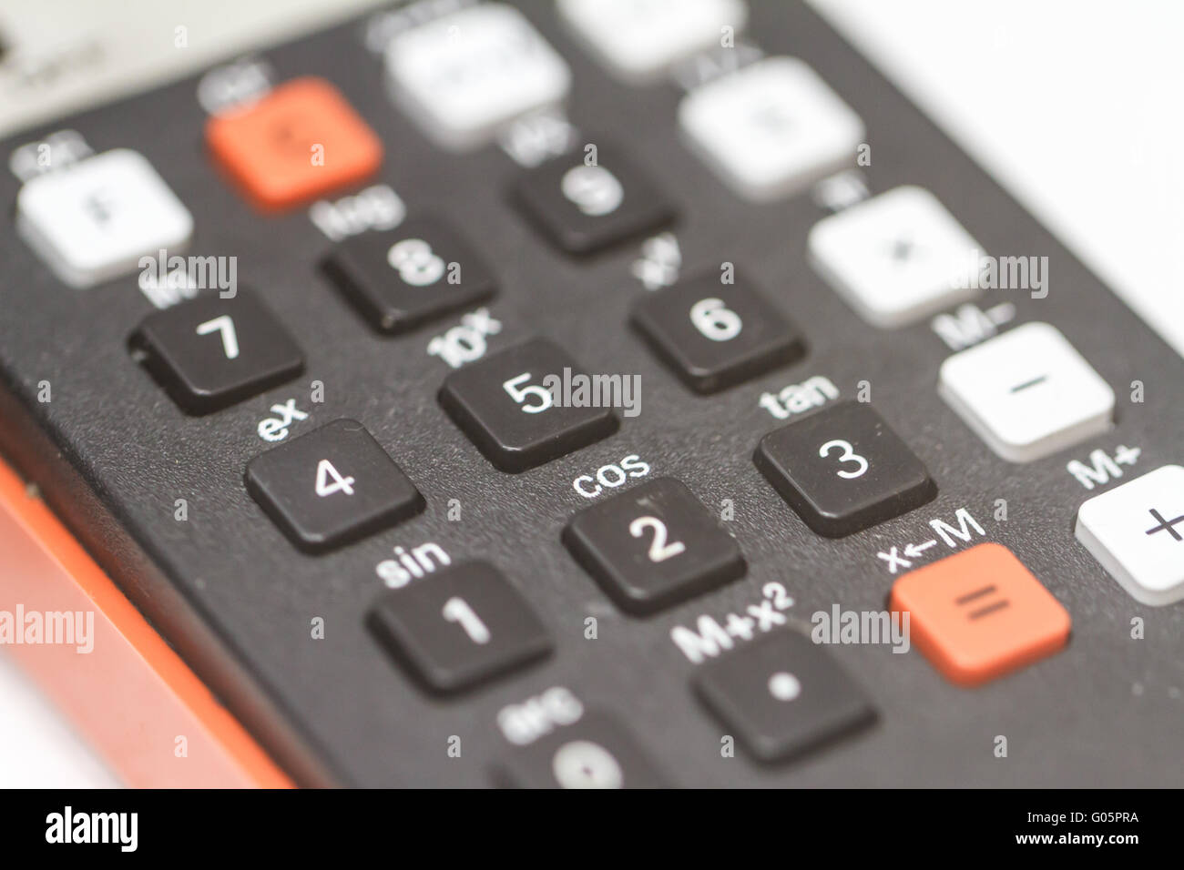 Close up detailed view of historical old calculator with small iron ...