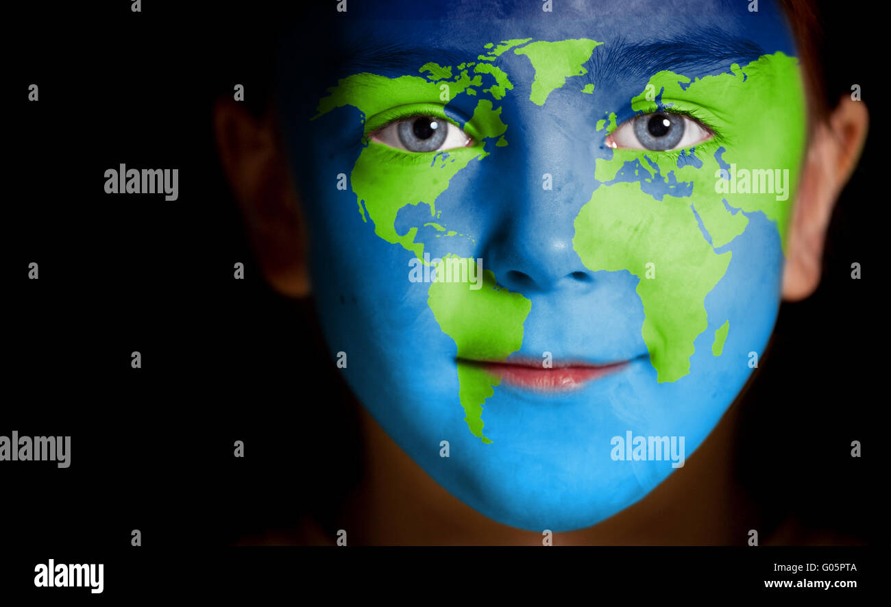 Face paint world map hi-res stock photography and images - Alamy