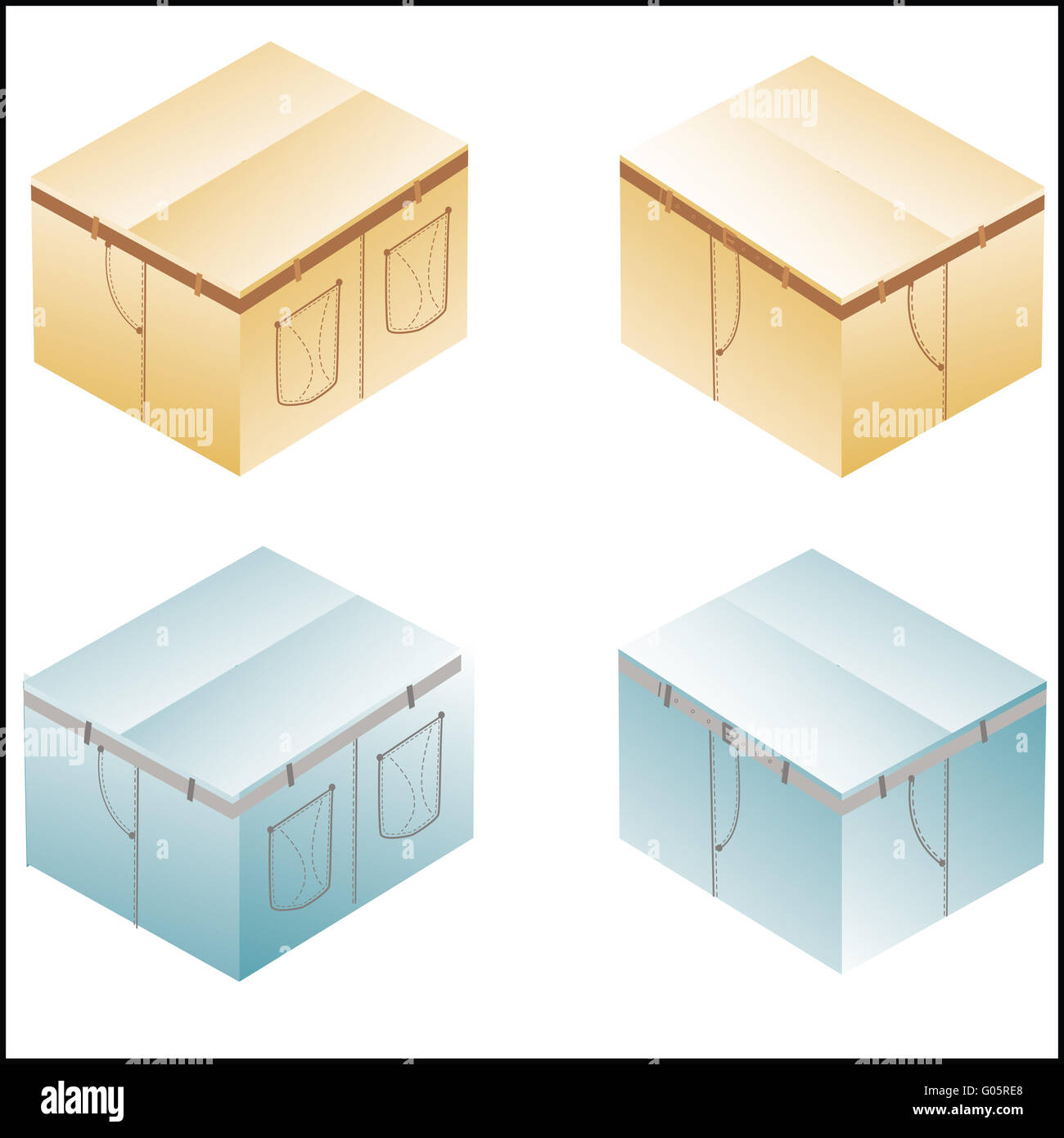 boxes, cardboard for jeans or pants packing, set with denim lines style ...