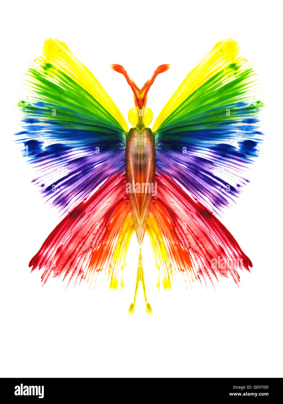 Watercolor the butterfly in the form of a rainbow Stock Photo - Alamy