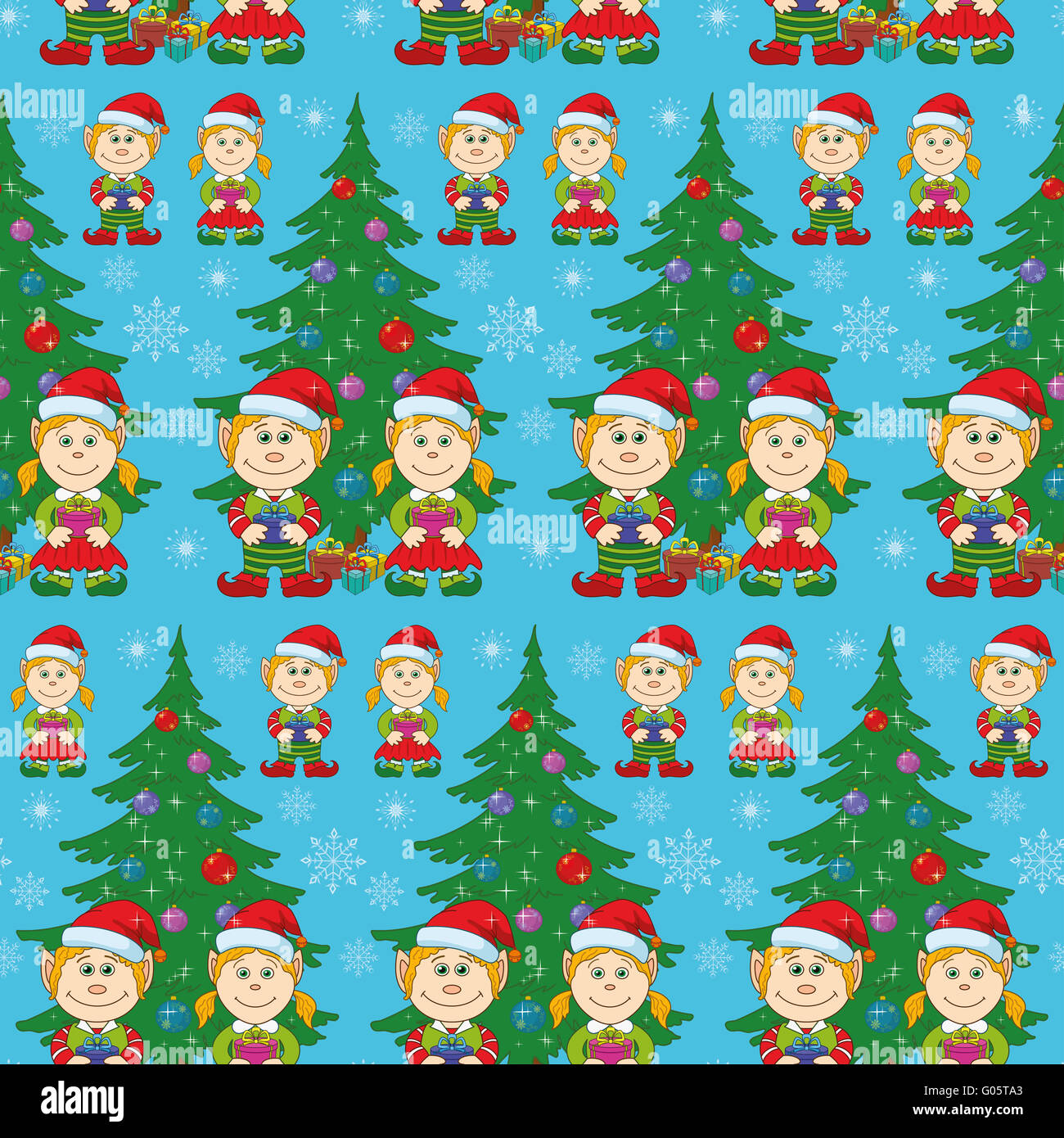 Seamless Christmas background, babies and tree Stock Photo - Alamy