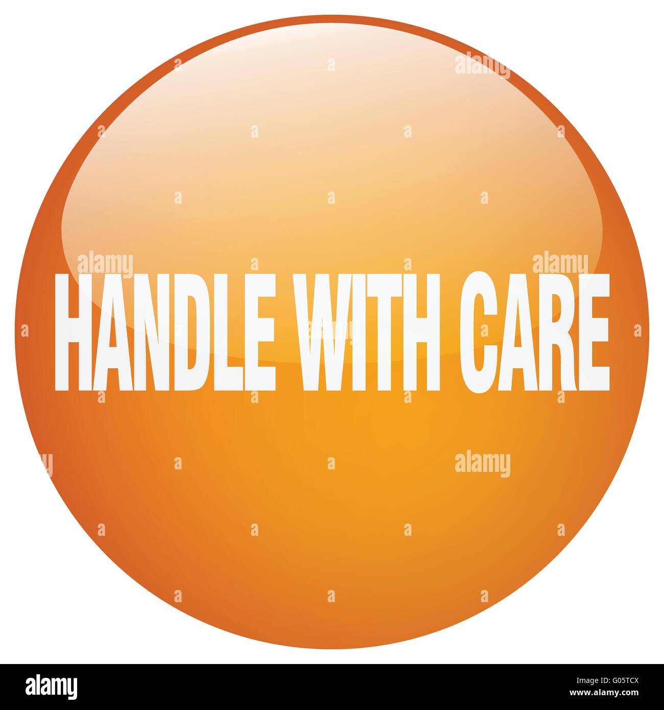 handle with care orange round gel isolated push button Stock Vector ...