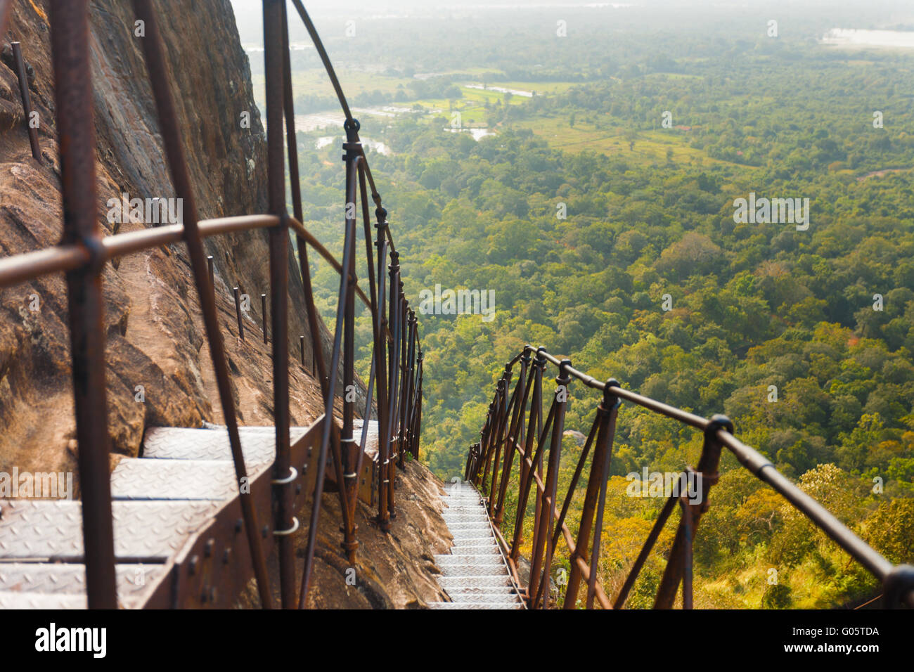 Sigiriya Rock Steep Metal Stairs Landscape Below Stock Photo - Alamy