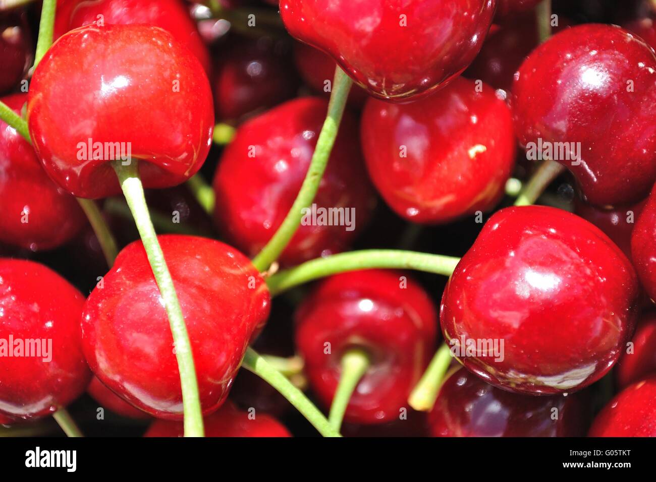 Texture from group of red ripe cherries. Natural background Stock Photo ...