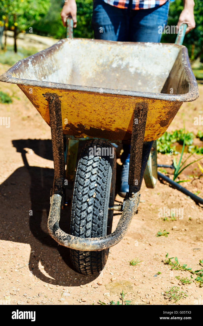 Pushing wheelbarrow hi-res stock photography and images - Alamy