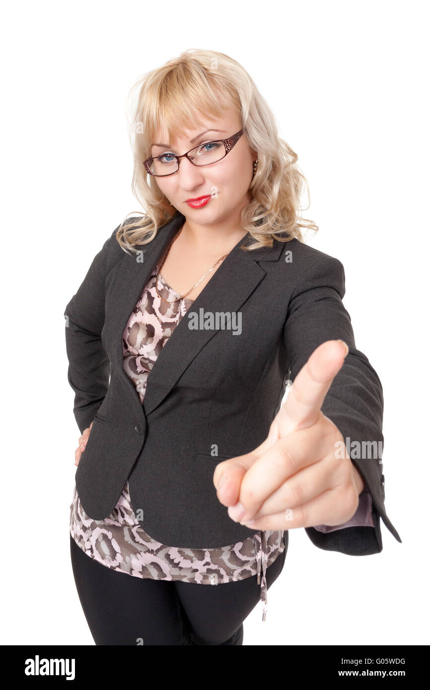 Strict business woman with glasses shaking his finger Stock Photo - Alamy