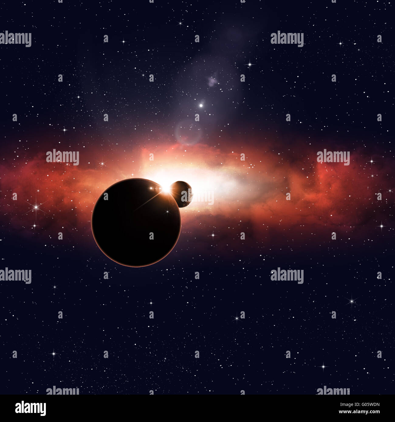 imaginary deep space eclipse and multicolor nebula Stock Photo - Alamy