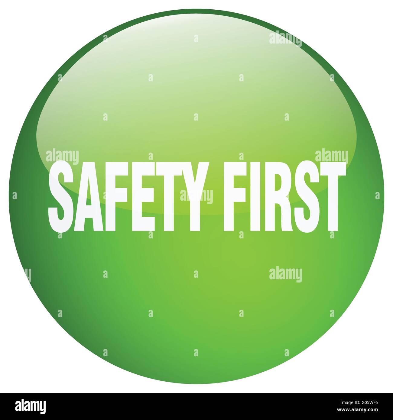 safety first green round gel isolated push button Stock Vector Image ...