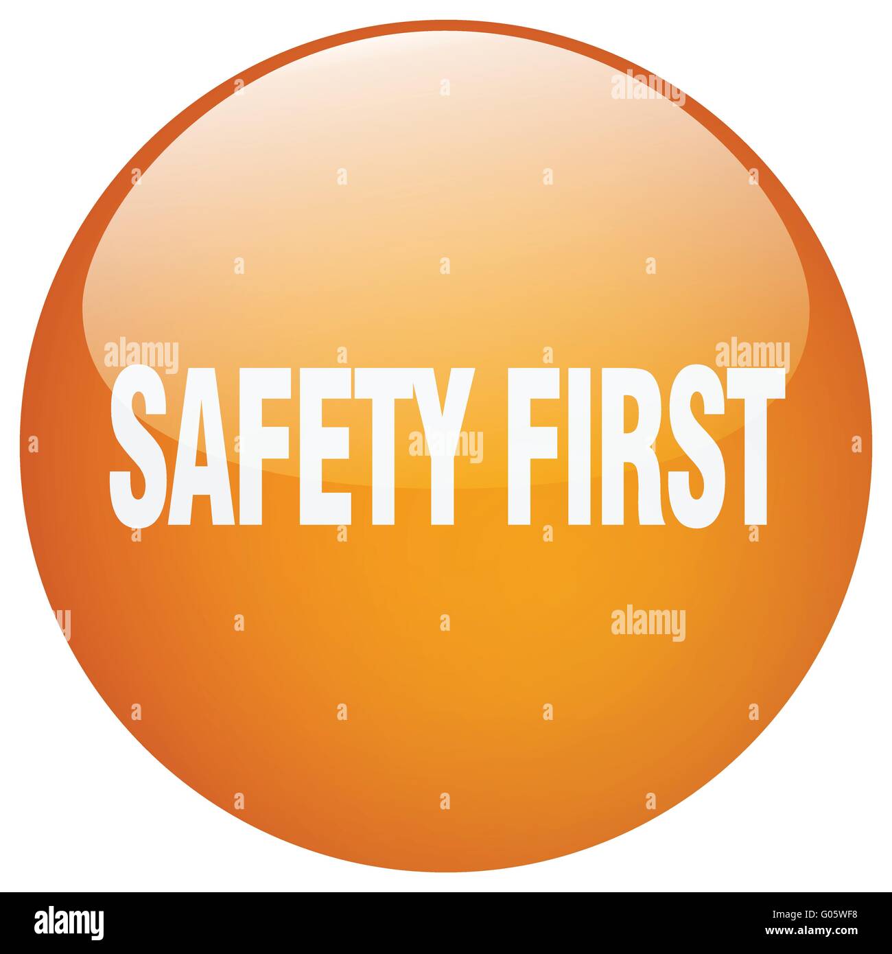 safety first orange round gel isolated push button Stock Vector Image ...