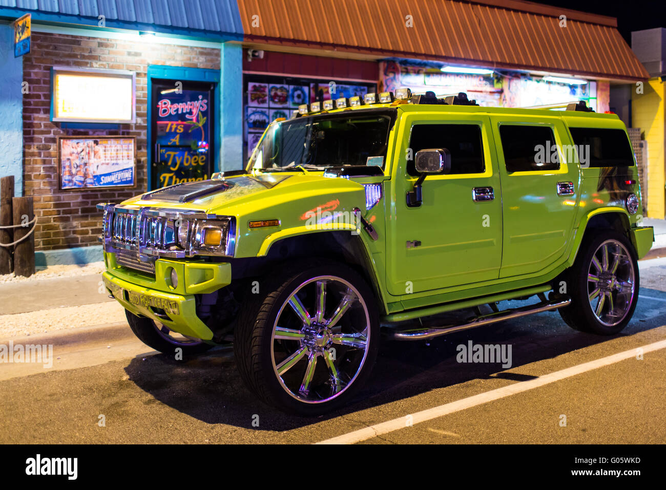 Pimped Hummer SUV in the evening Stock Photo - Alamy