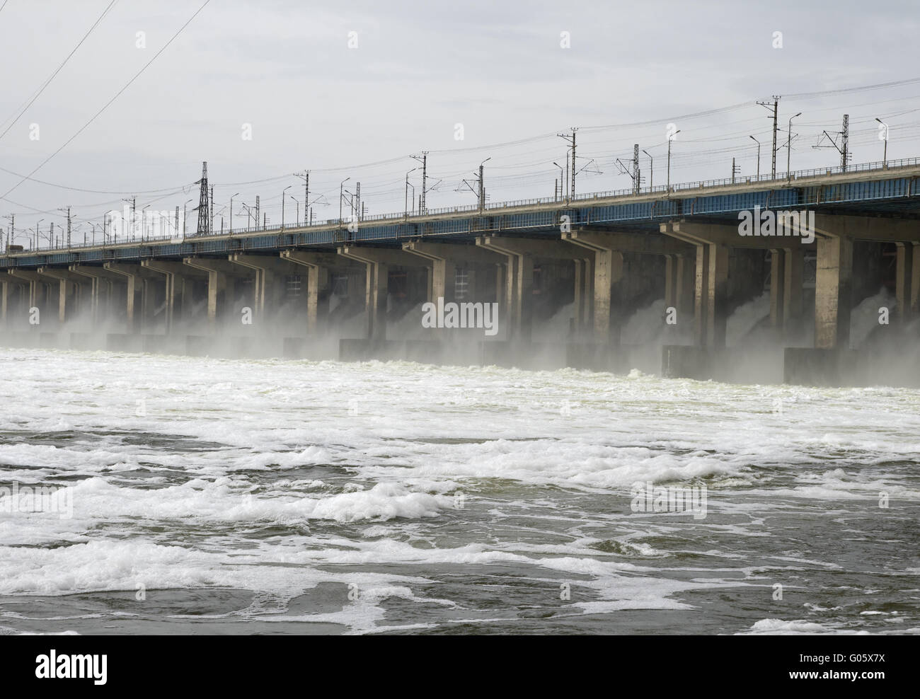 Dam of a hydroelectric power station on Volga river Stock Photo - Alamy