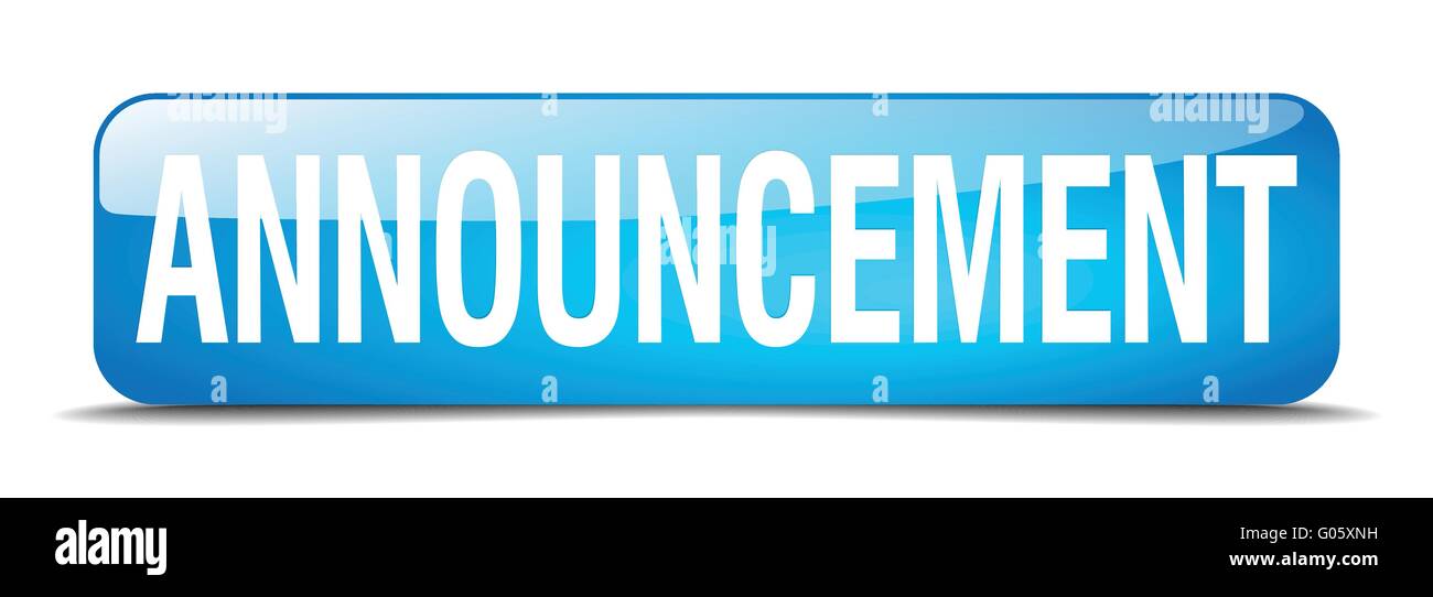 announcement blue square 3d realistic isolated web button Stock Vector ...
