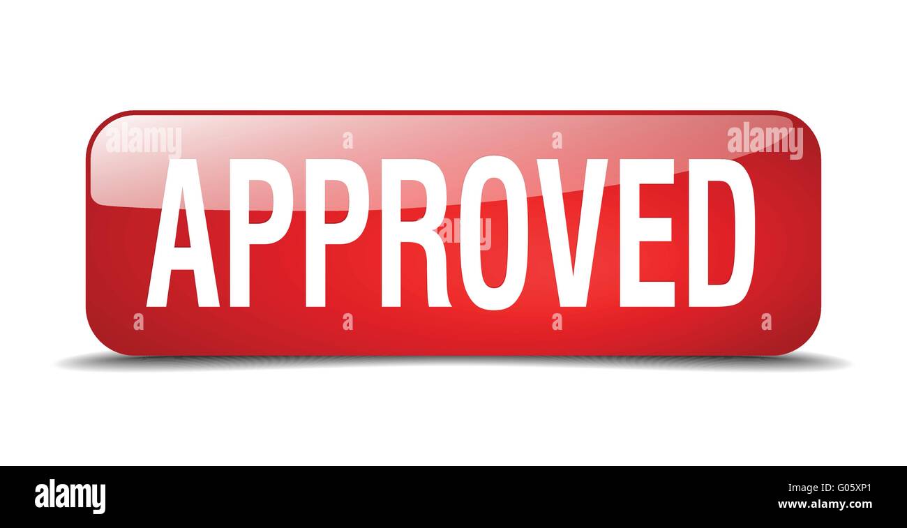 approved red square 3d realistic isolated web button Stock Vector Image ...