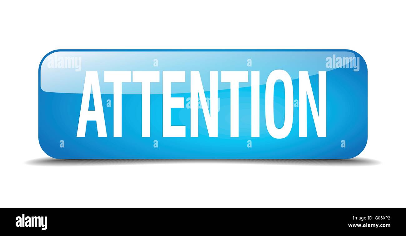 attention blue square 3d realistic isolated web button Stock Vector ...