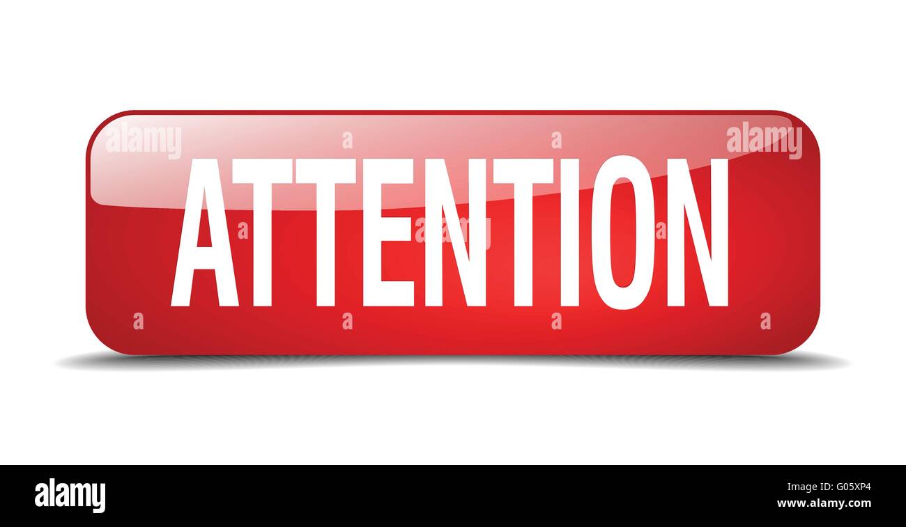 attention red square 3d realistic isolated web button Stock Vector ...