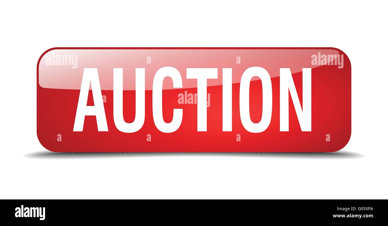 auction red square 3d realistic isolated web button Stock Vector Image ...