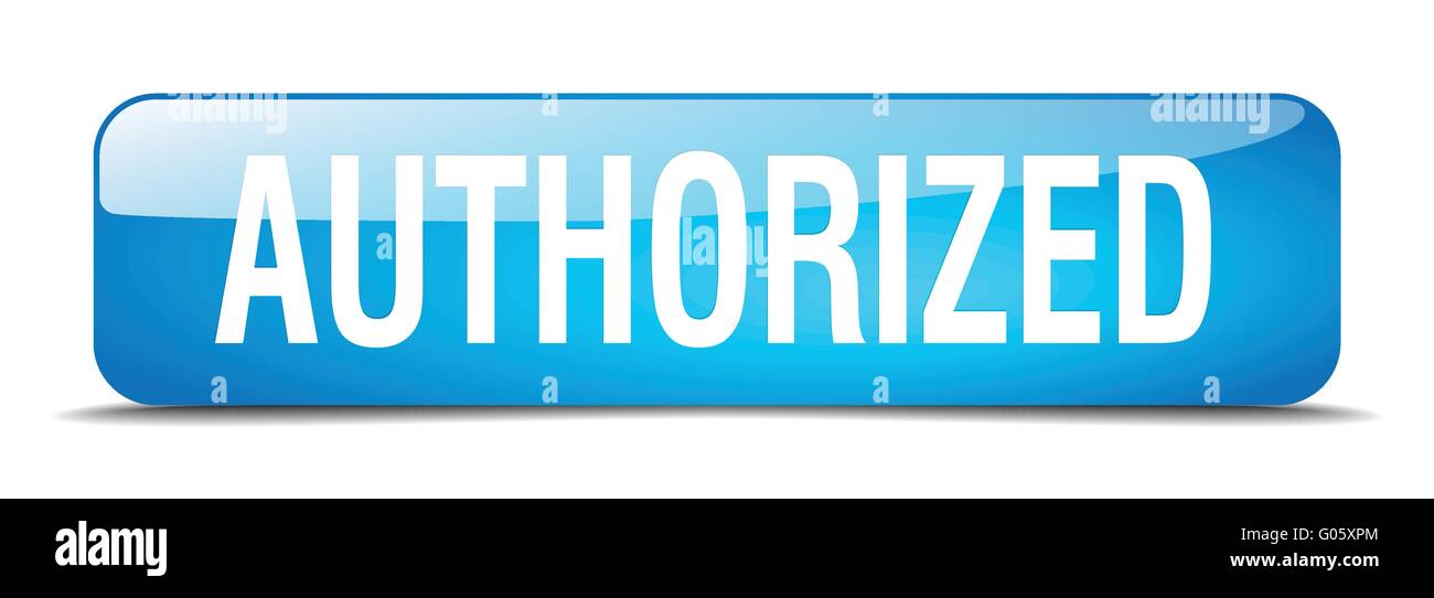 authorized blue square 3d realistic isolated web button Stock Vector ...