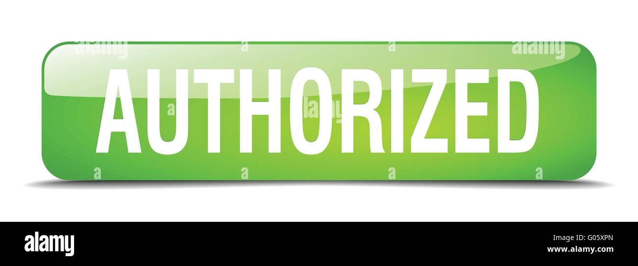 authorized green square 3d realistic isolated web button Stock Vector ...
