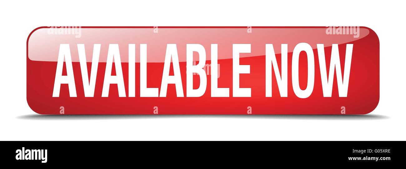 available now red square 3d realistic isolated web button Stock Vector ...