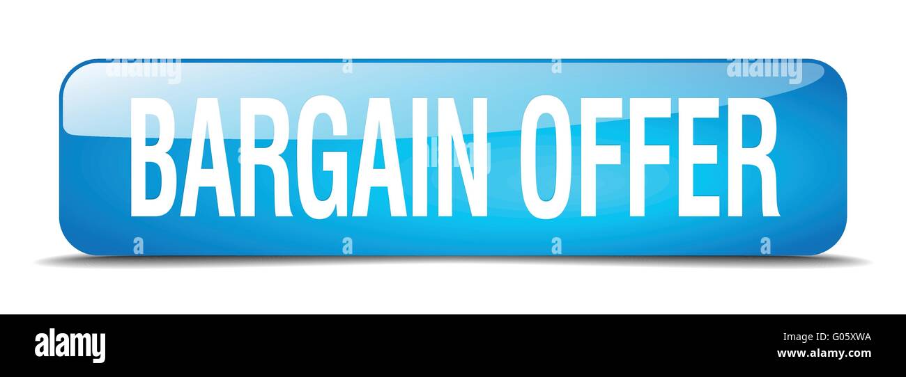 bargain offer blue square 3d realistic isolated web button Stock Vector ...