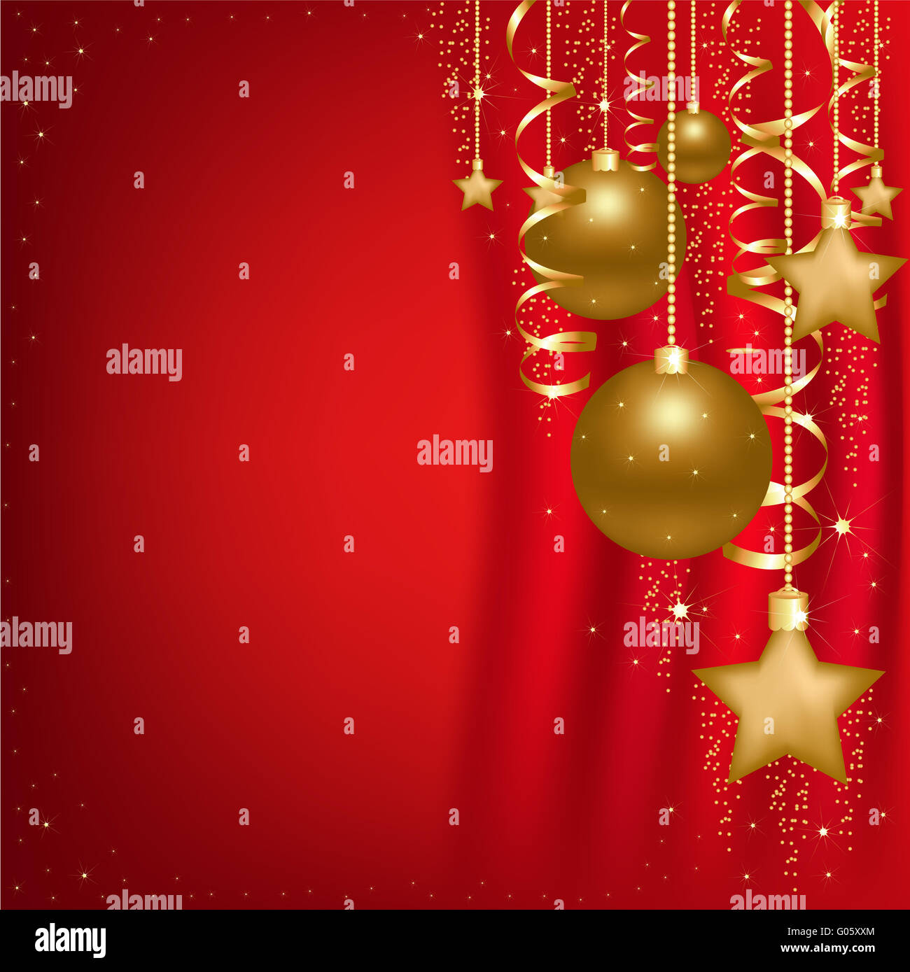Christmas Background With Streamer And Spheres Stock Photo - Alamy