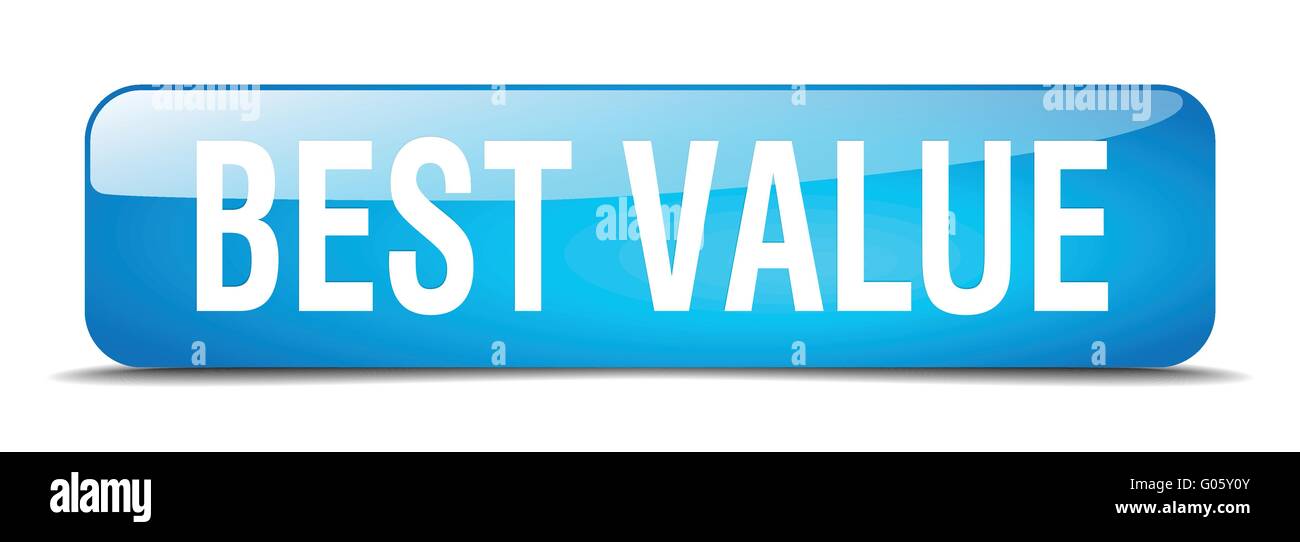 best value blue square 3d realistic isolated web button Stock Vector ...