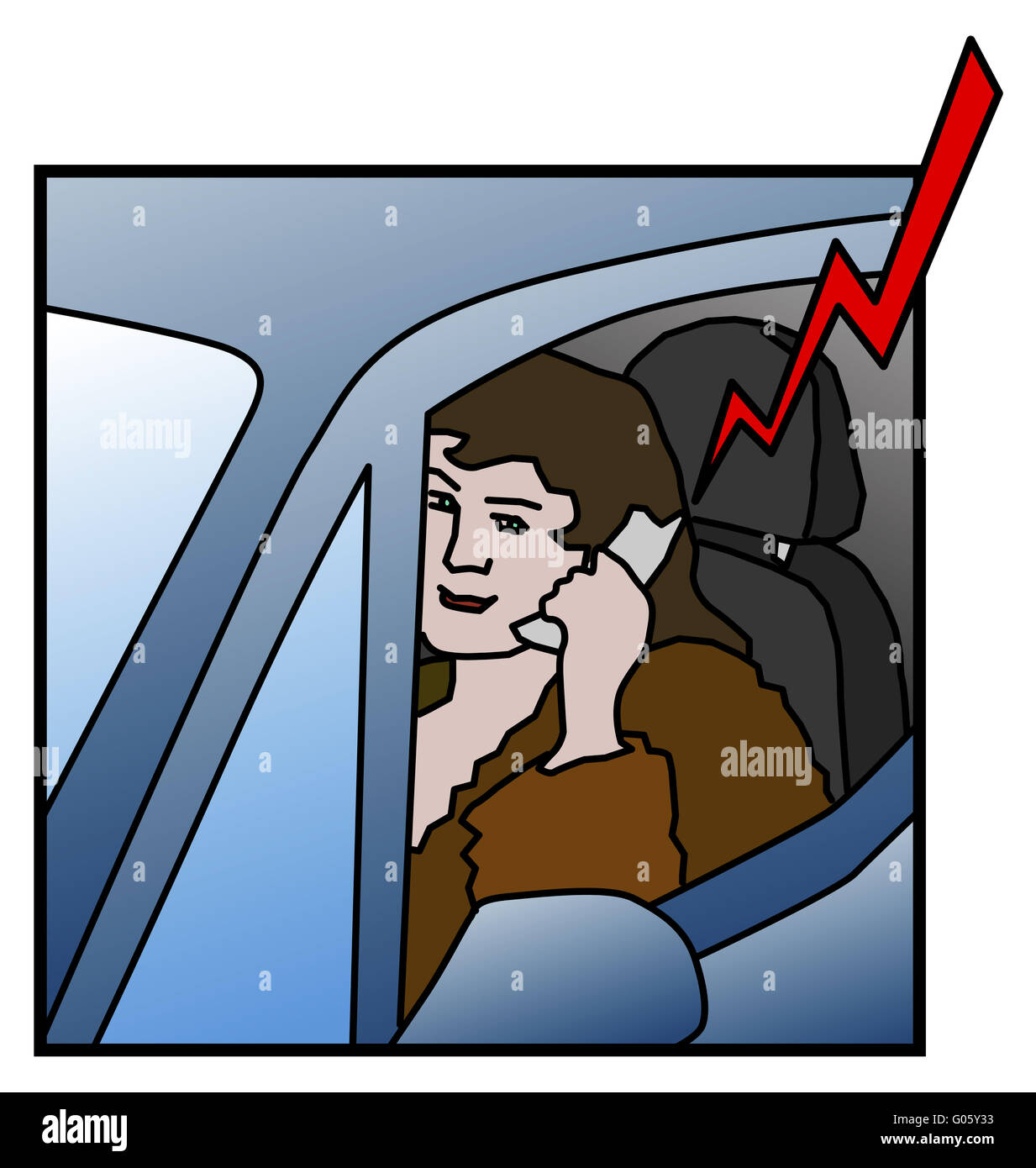 mobile phone at the steering wheel Stock Photo - Alamy