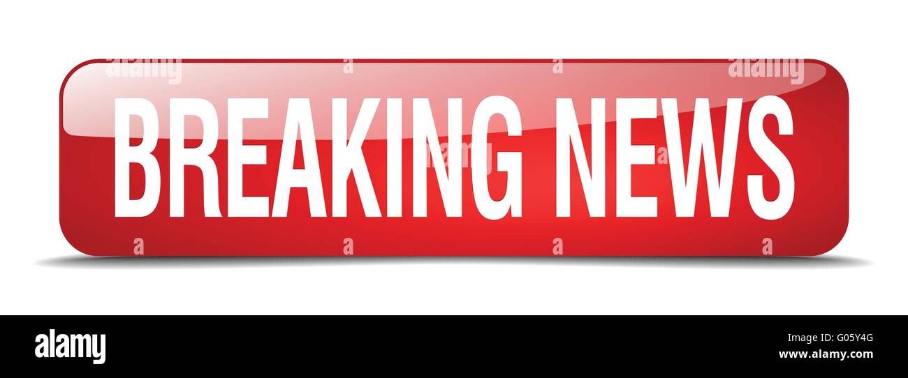 breaking news red square 3d realistic isolated web button Stock Vector ...