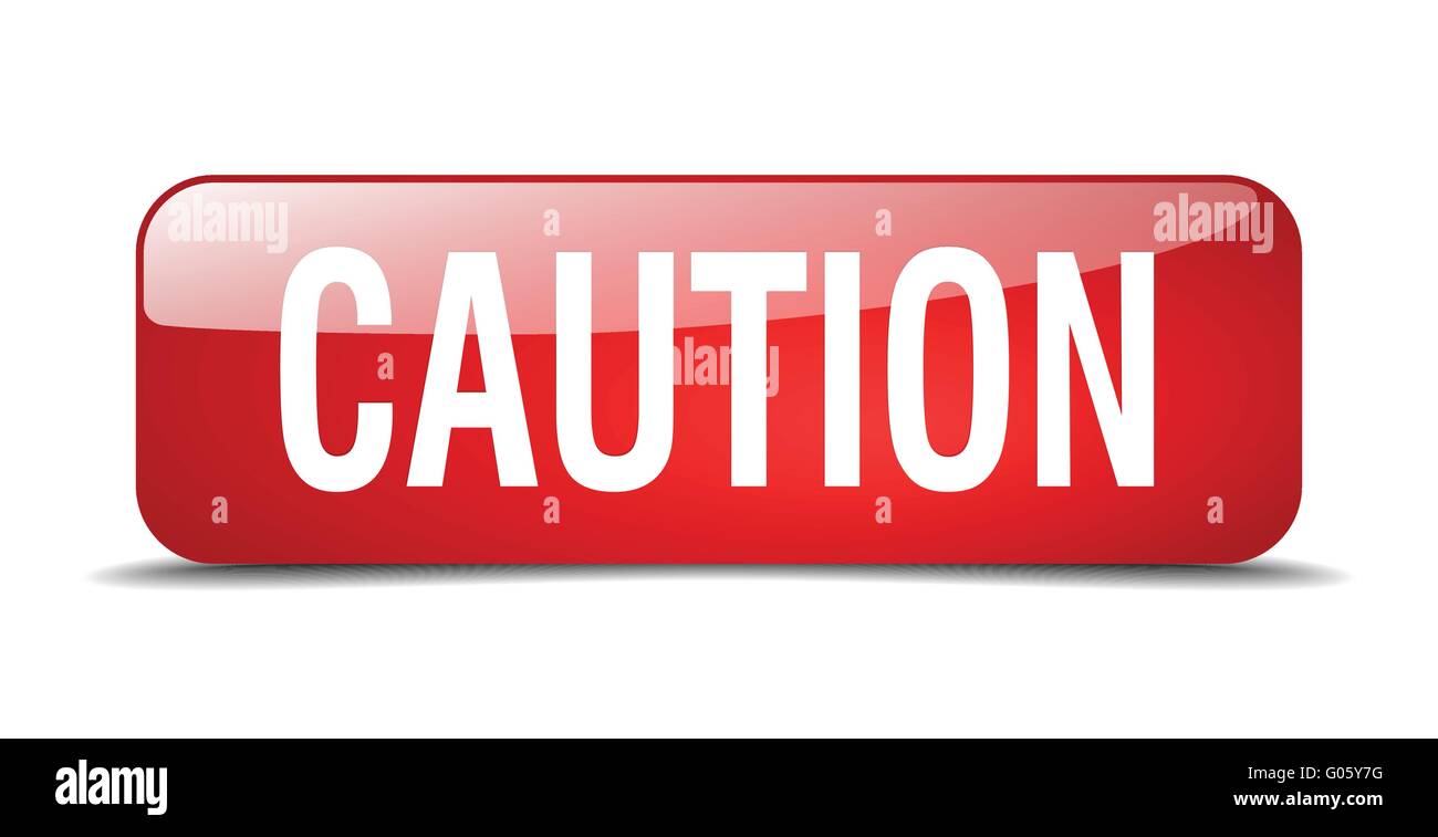 caution red square 3d realistic isolated web button Stock Vector Image ...