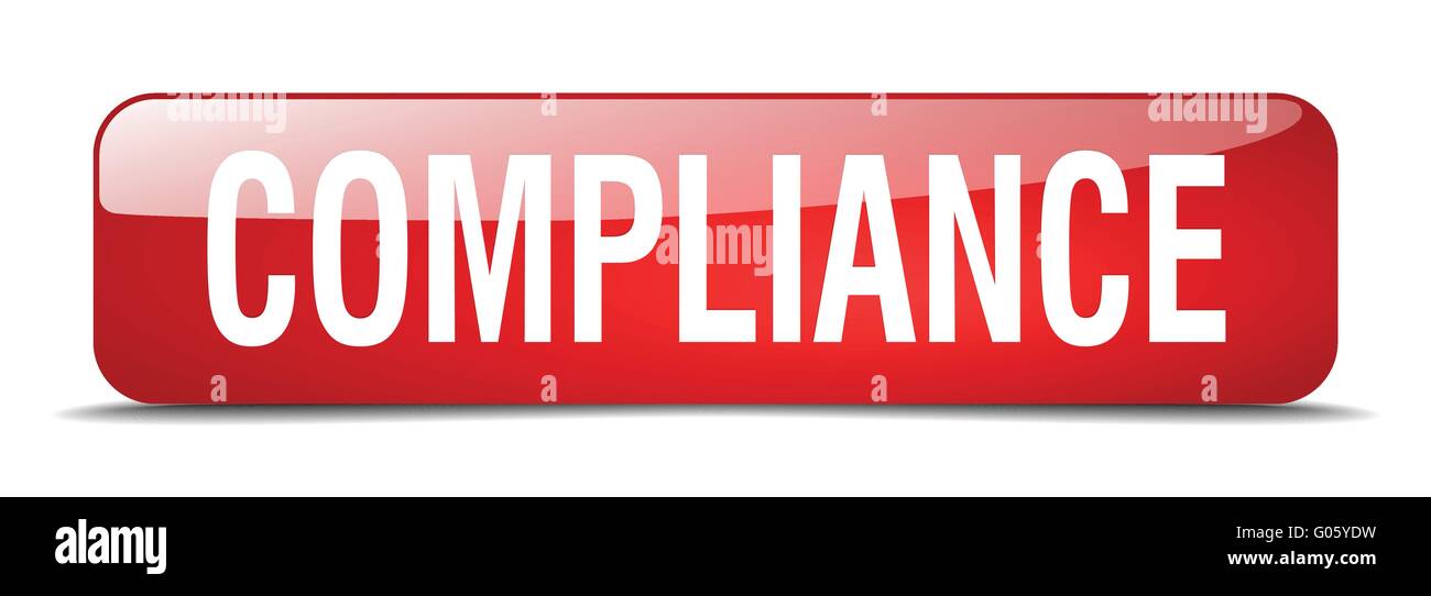 compliance red square 3d realistic isolated web button Stock Vector ...