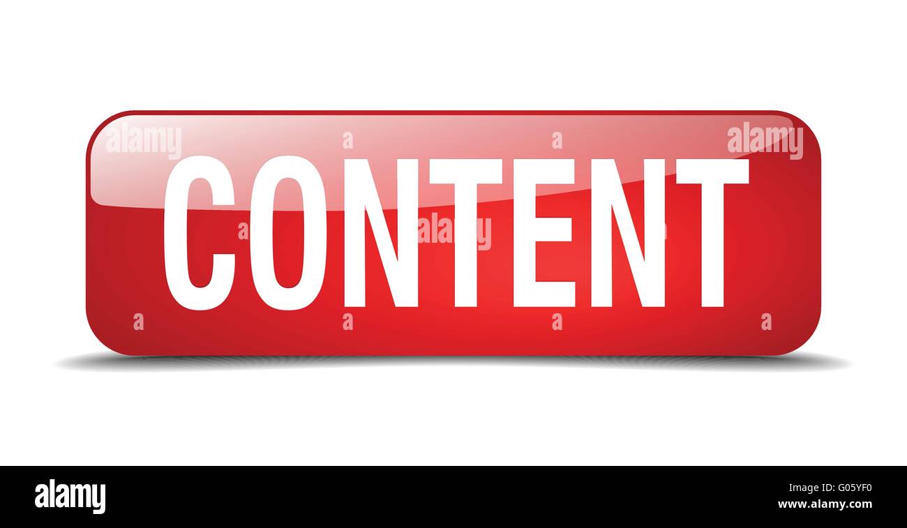 Content Red Square 3d Realistic Isolated Web Button Stock Vector Image