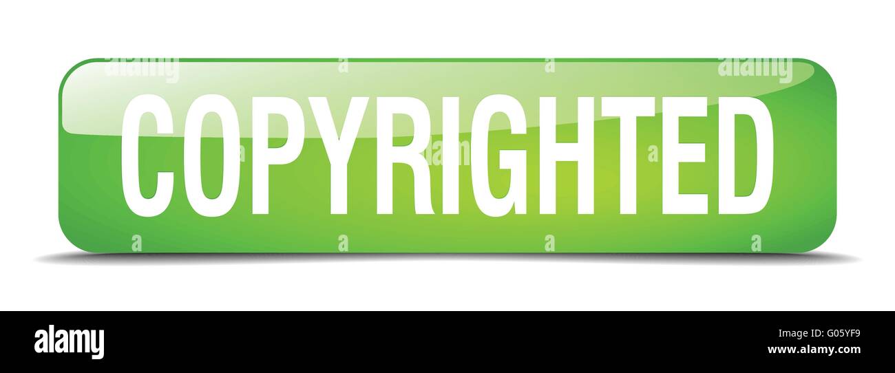copyrighted green square 3d realistic isolated web button Stock Vector ...