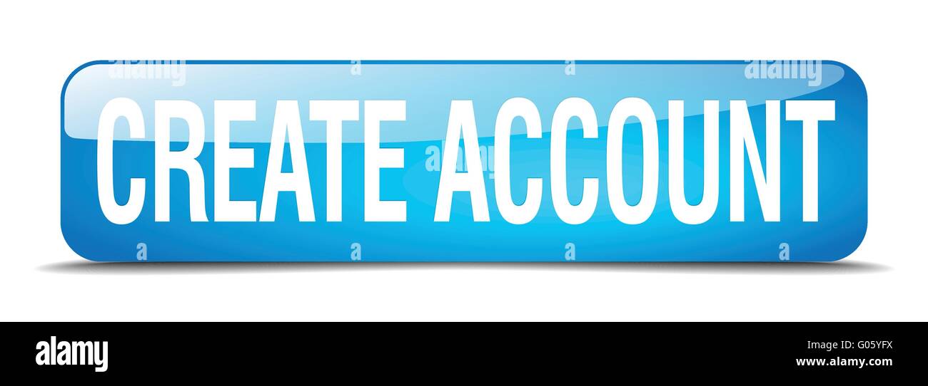 create account blue square 3d realistic isolated web button Stock ...