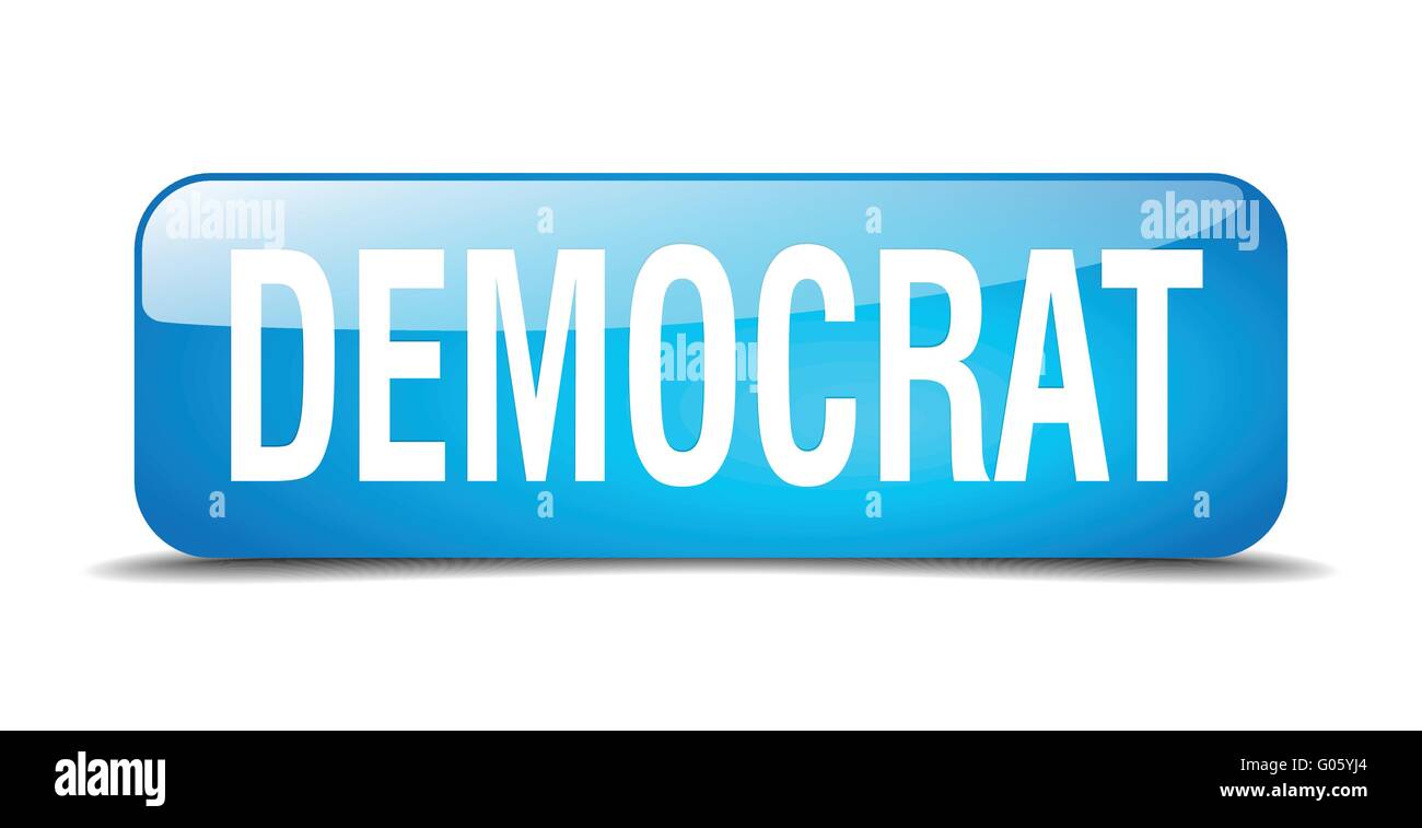 democrat blue square 3d realistic isolated web button Stock Vector ...