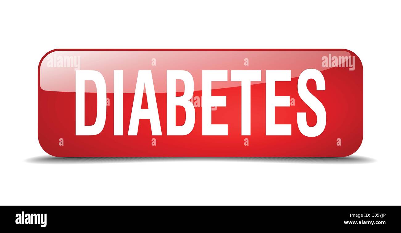 diabetes red square 3d realistic isolated web button Stock Vector Image ...