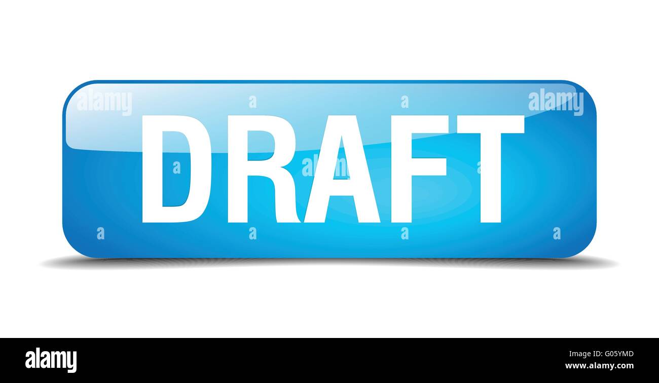 draft blue square 3d realistic isolated web button Stock Vector Image ...